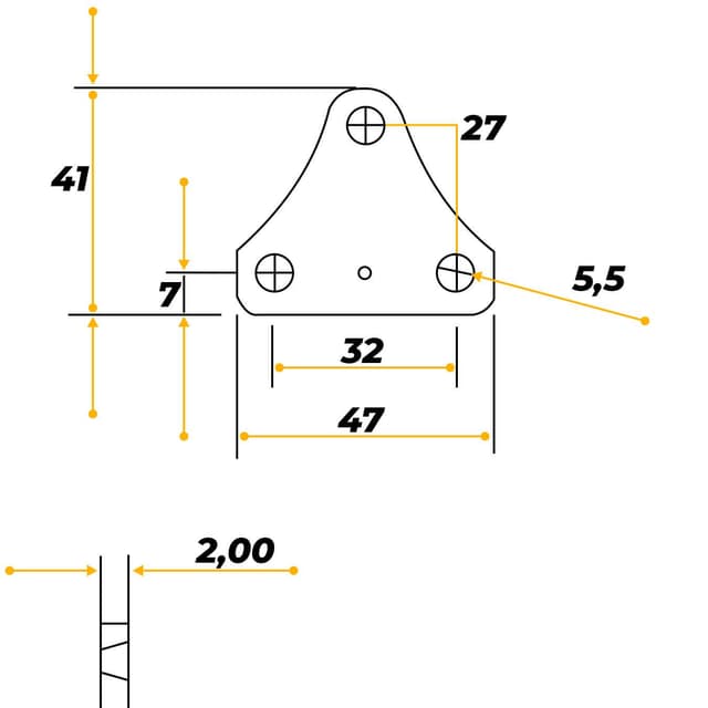 Chapa Triângular Reta Zincada Com 3 Furos - Mark Ferragens